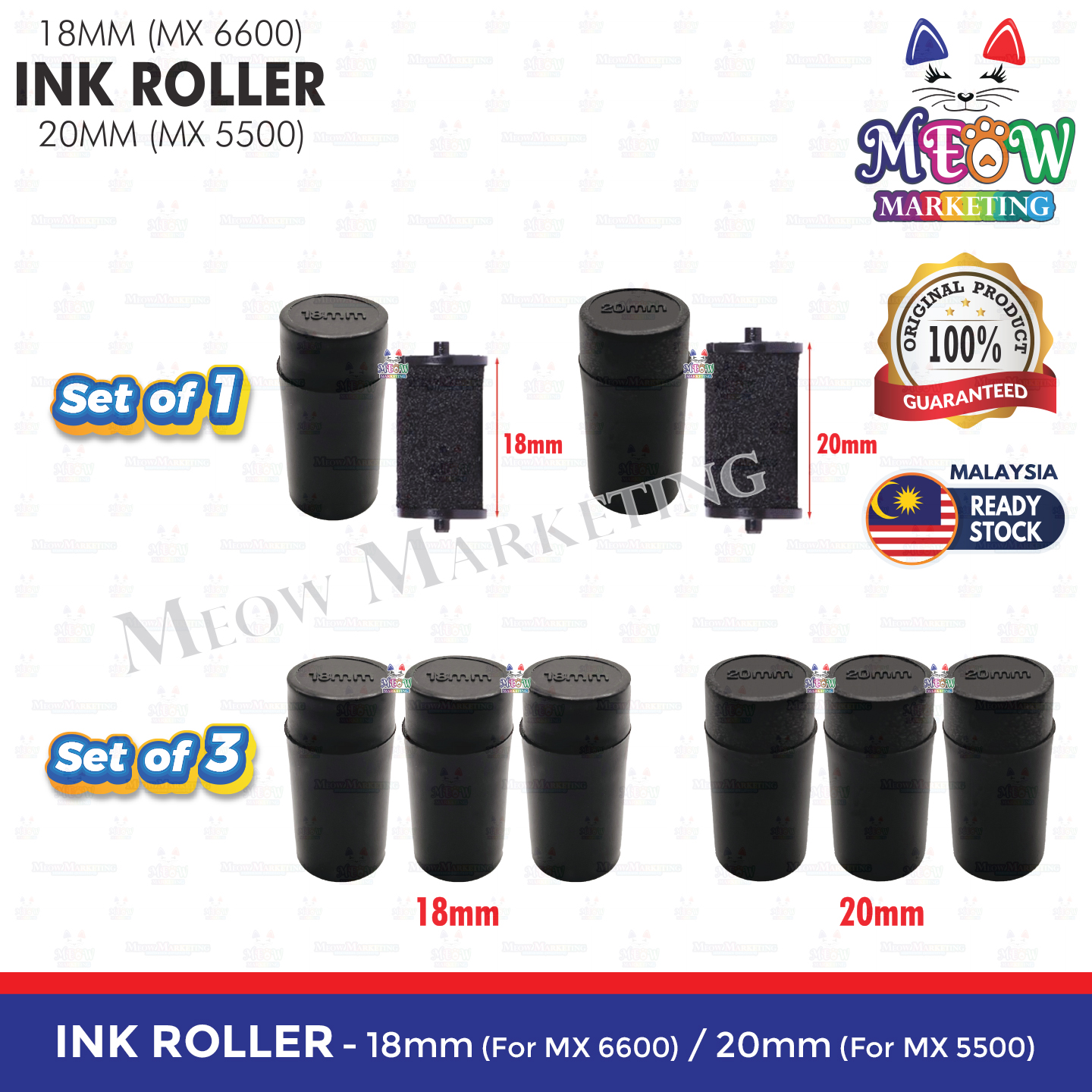 Ink Roller for Price Label Machine - 18mm (Motex MX 6600 2 Line) / 20mm ...
