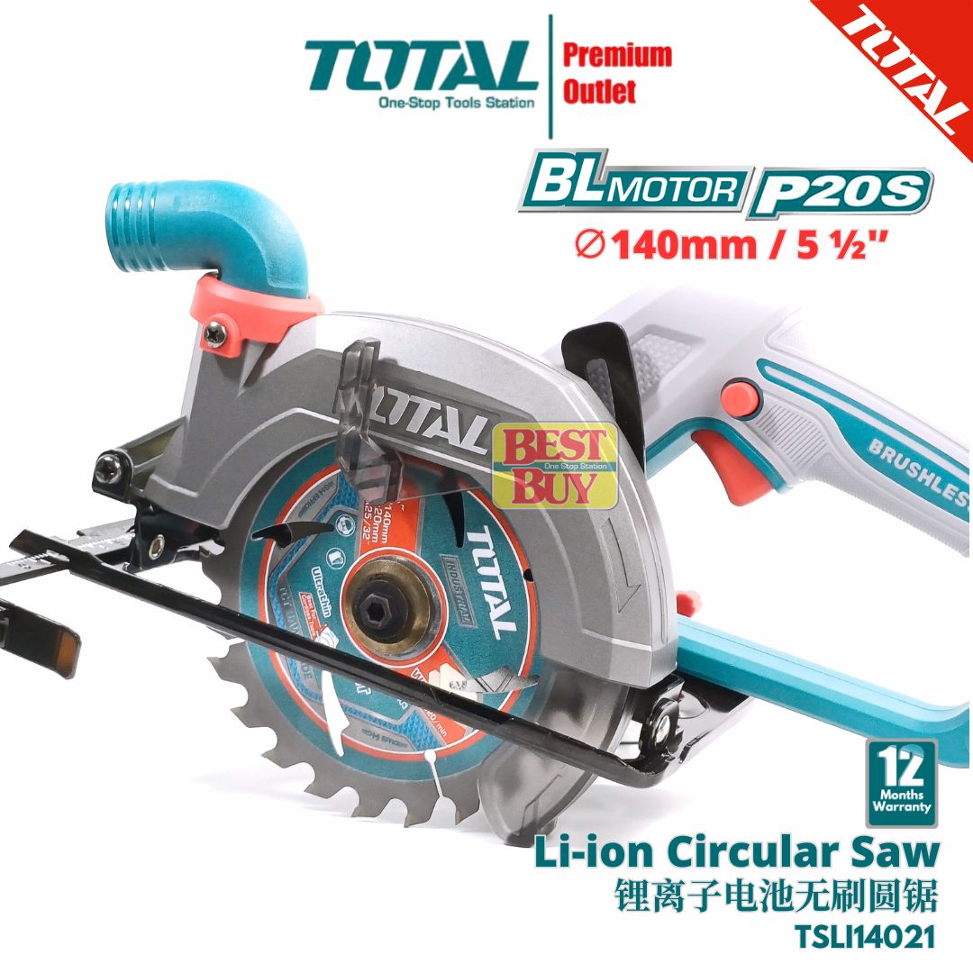 TOTAL Li-ion Circular Saw 5½'' + 1 Pc 20V 4.0Ah Battery, 1 Pc Charger ...