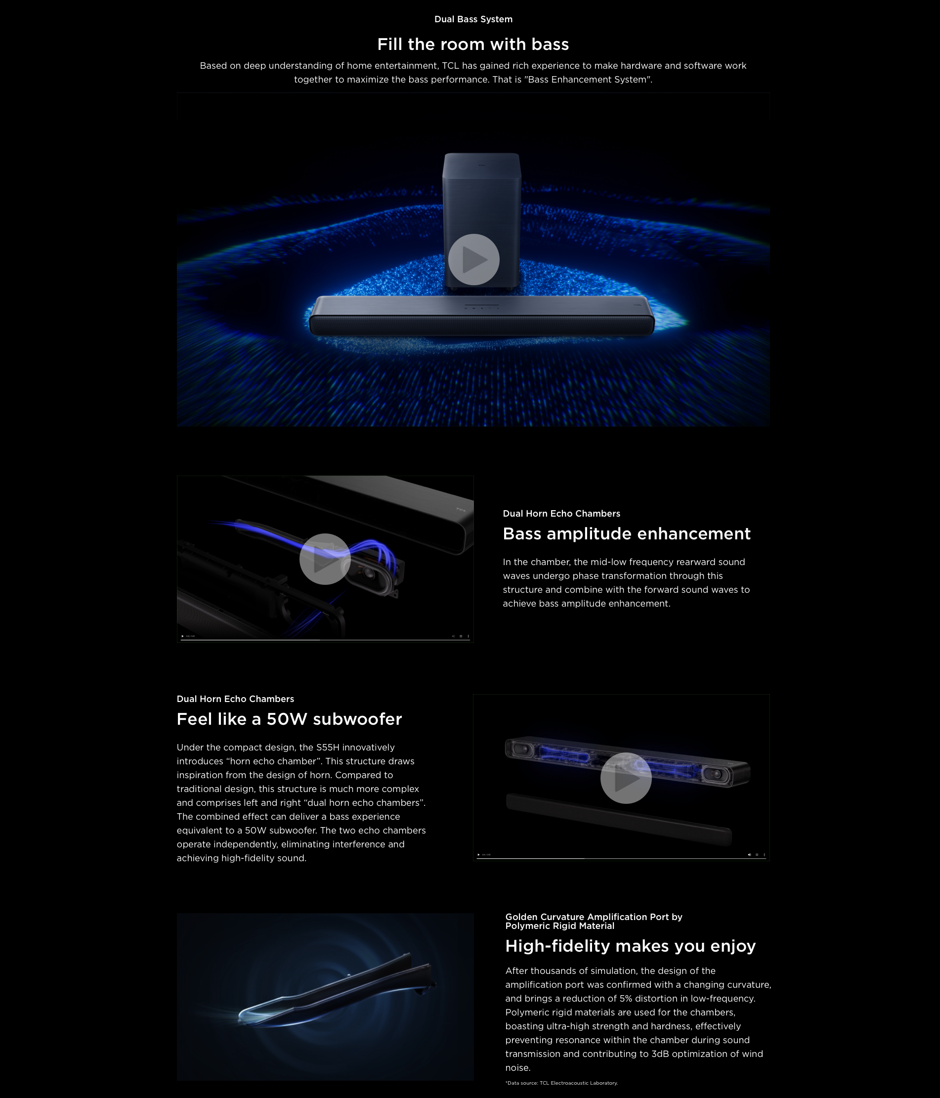 TCL S55H 2.1ch Dolby Atmos Super Bass Soundbar, Dual Bass System ...