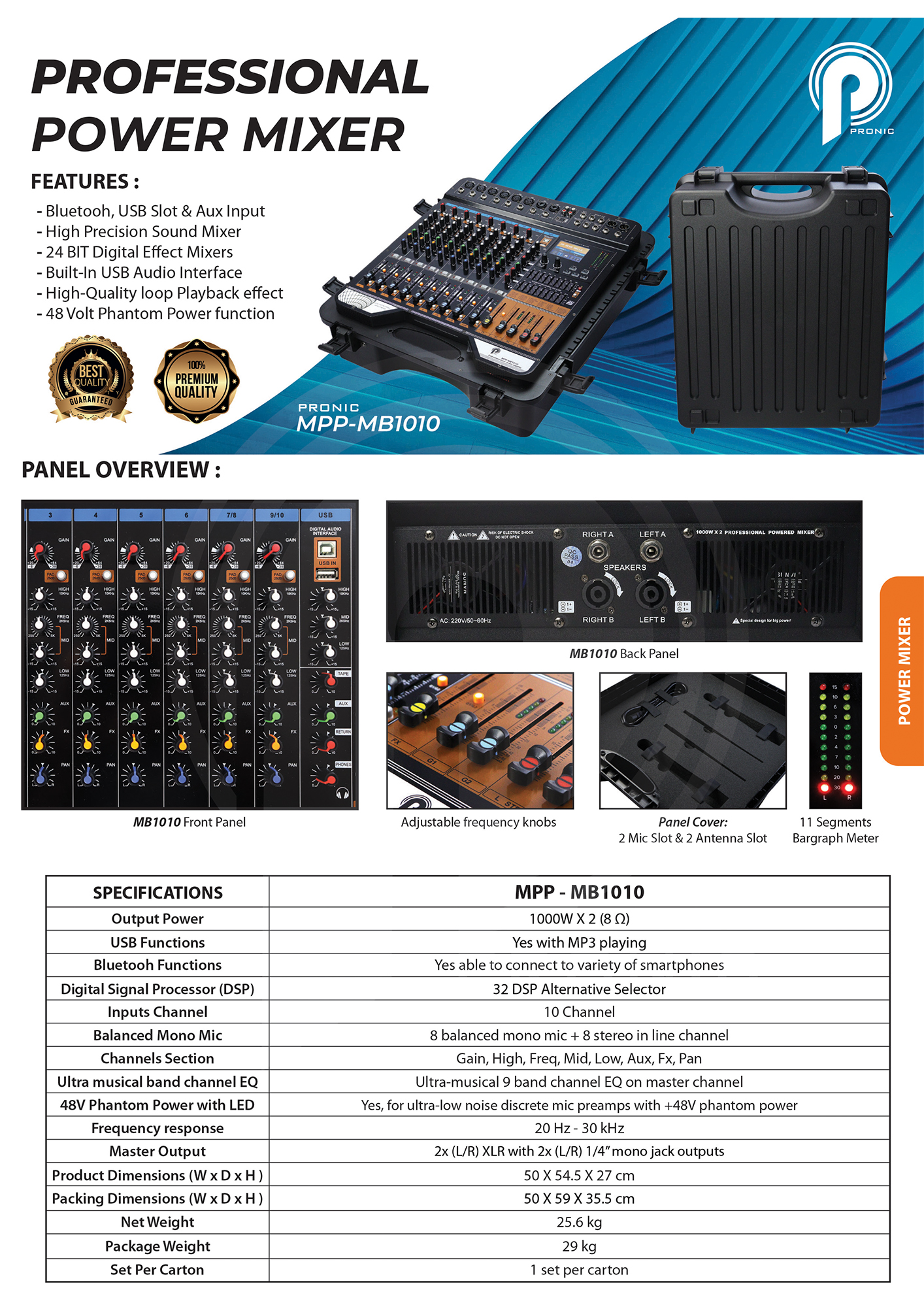 PRONIC 10 Channel Power Mixer with Hard Case 1000W x2 | Shopee Malaysia