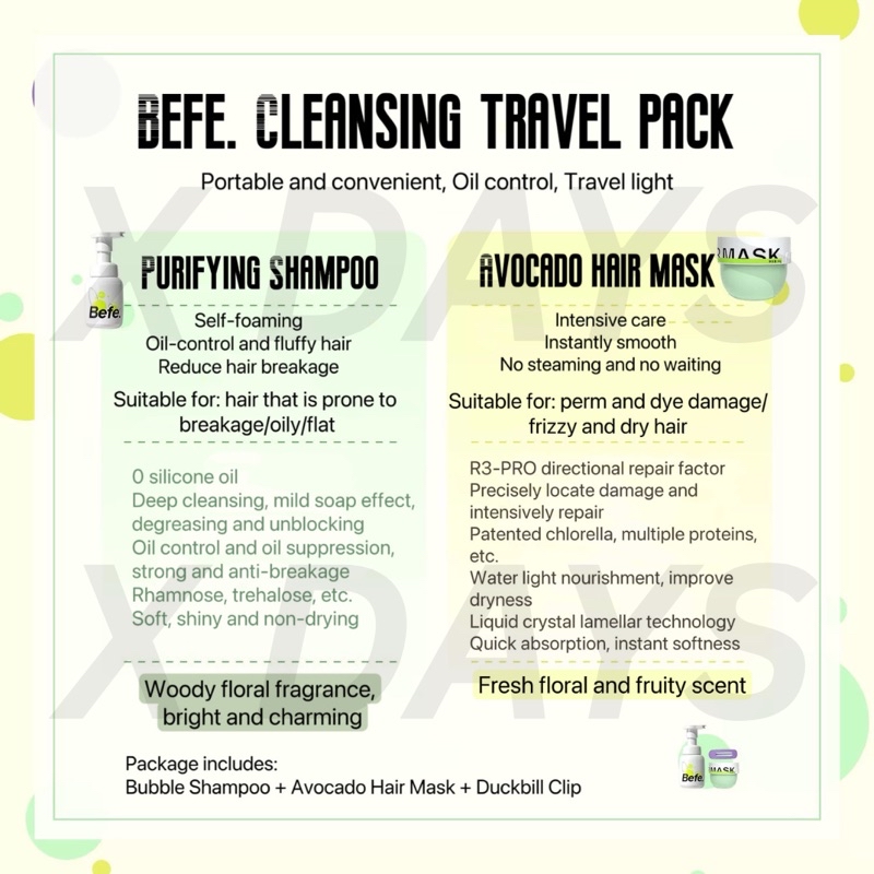 Befe Travel Set – Syampu Rambut Fluffy 45ml & Masker Avokado 50g ...