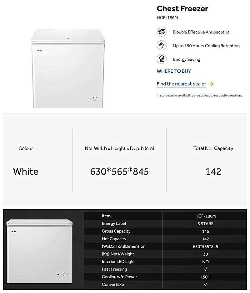 HAIER 200L DUAL FUNCTION CHEST FREEZER HCF-246M PETI BEKU | Shopee Malaysia