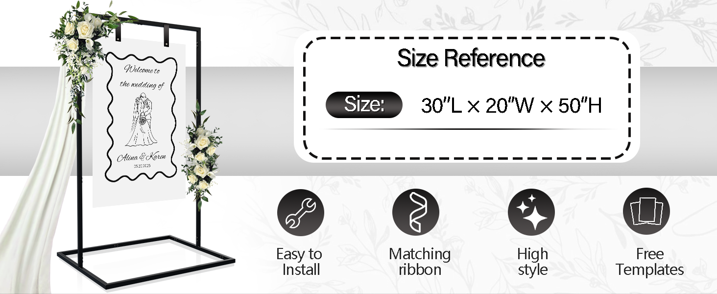 50"X30“ Wedding Welcome Sign Stand Wedding Sign Stand Holder Heavy Duty ...