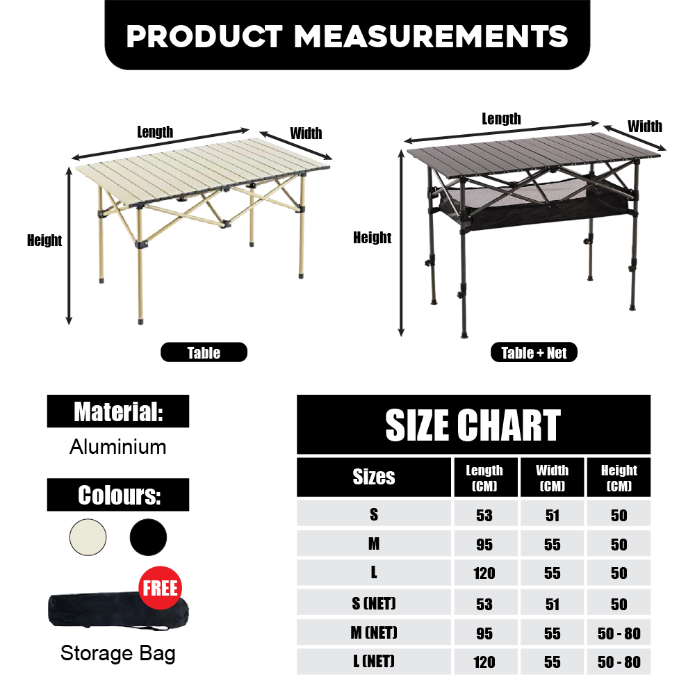 Camping Table set Meja Lipat Portable Outdoor Foldable Meja Camping ...