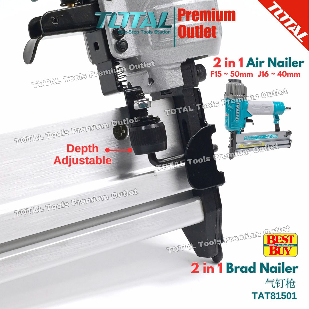 TOTAL 2 in 1 Pneumatic Air Nailer Gun /Air Nail Wood working DIY(F15 ...