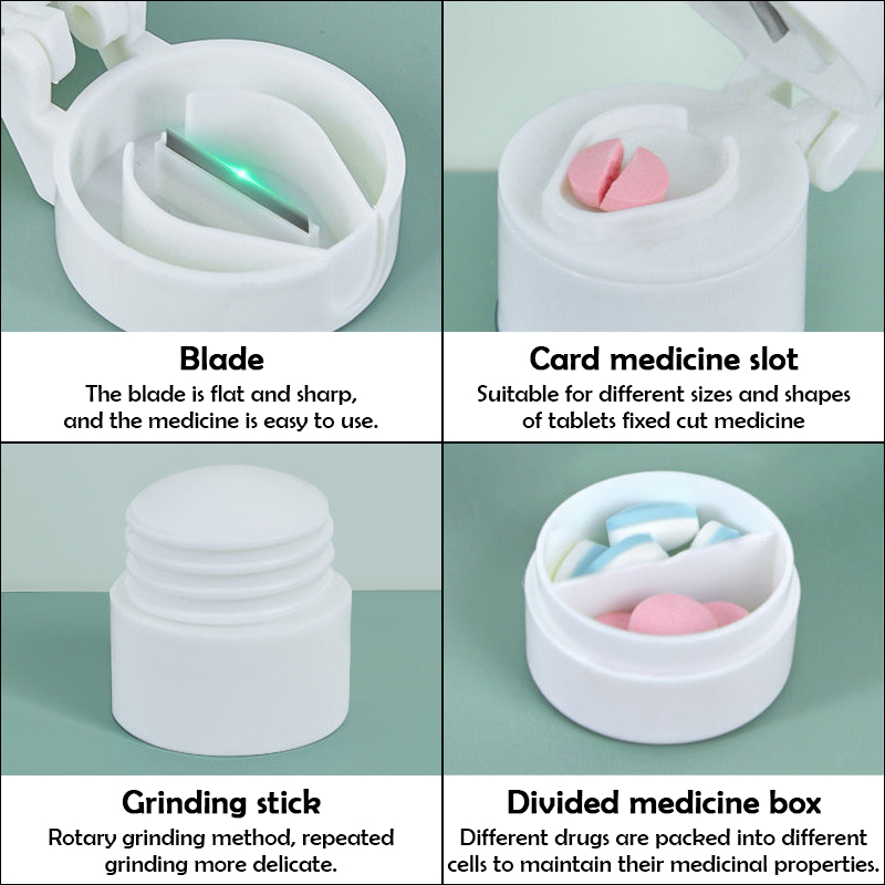 Home Medicine Cutter Pill Cutter Box Tablet Splitter Storage Case ...