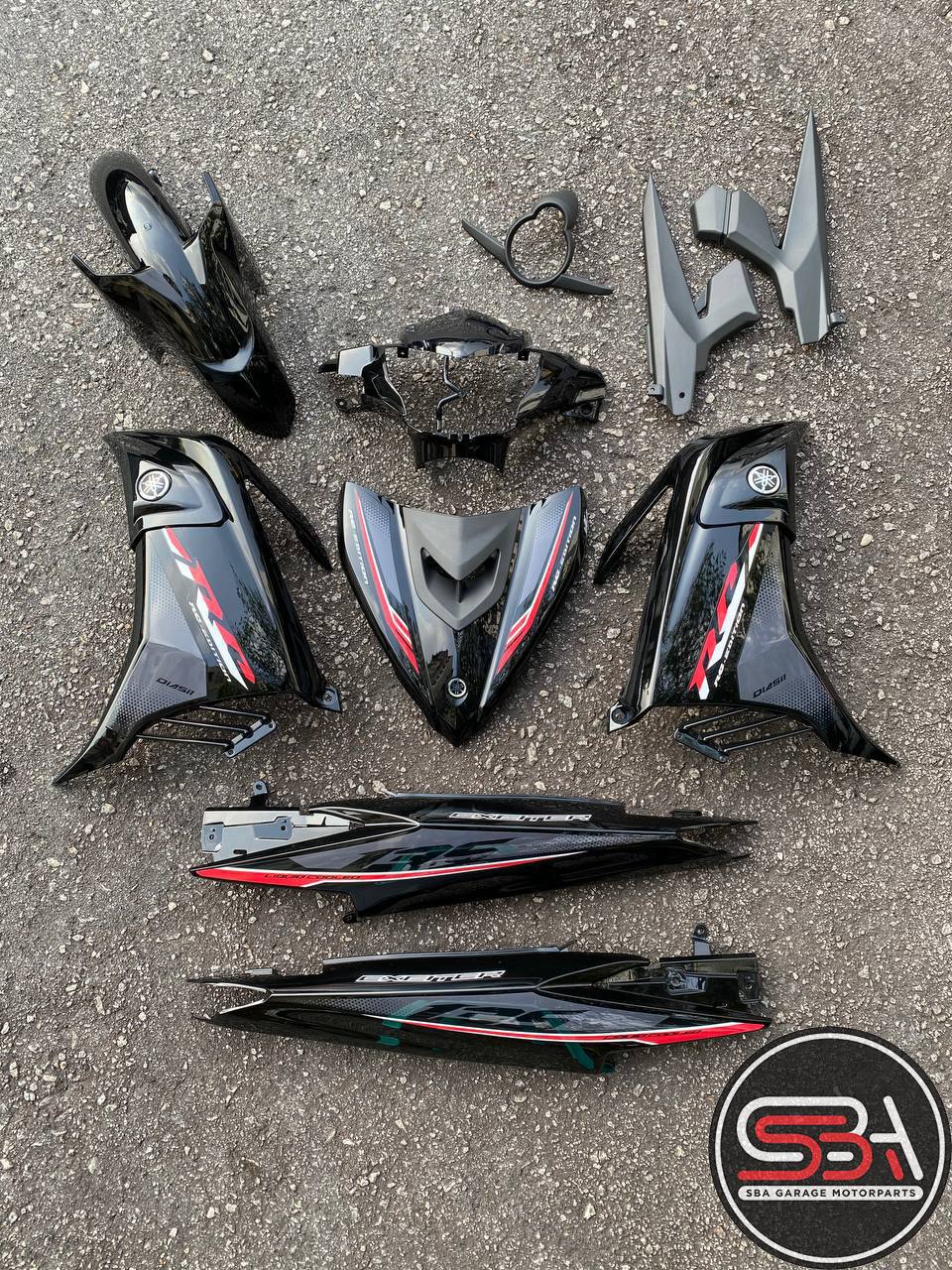 YAMAHA LC LC135 V6 V7 MATELIC BLACK RC HITAM MERAH - COVERSET BODYSET ...
