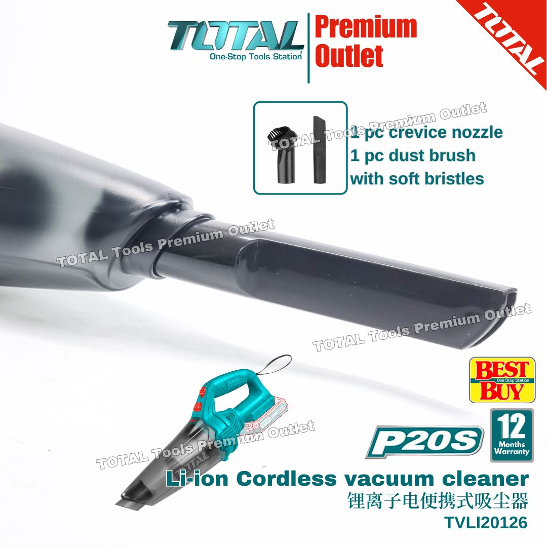TOTAL Tools 20V series Li-Ion Cordless Portable Vacuum cleaner ...