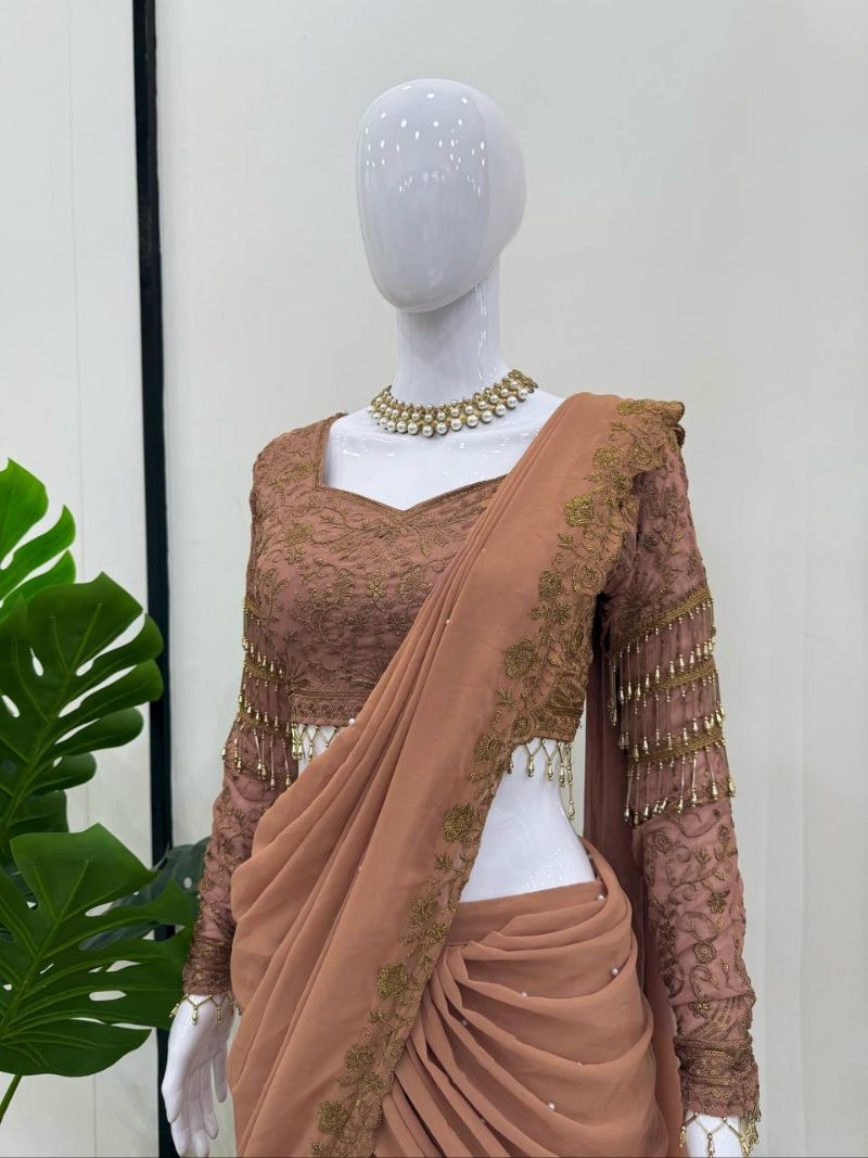 Georgette Sequence Lehenga Saree (Blouse - no stitch) May25 | Shopee ...