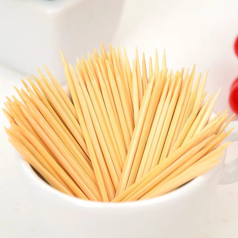 100pcs Bamboo Toothpick Disposable Natural Toothpicks Fruit Single ...