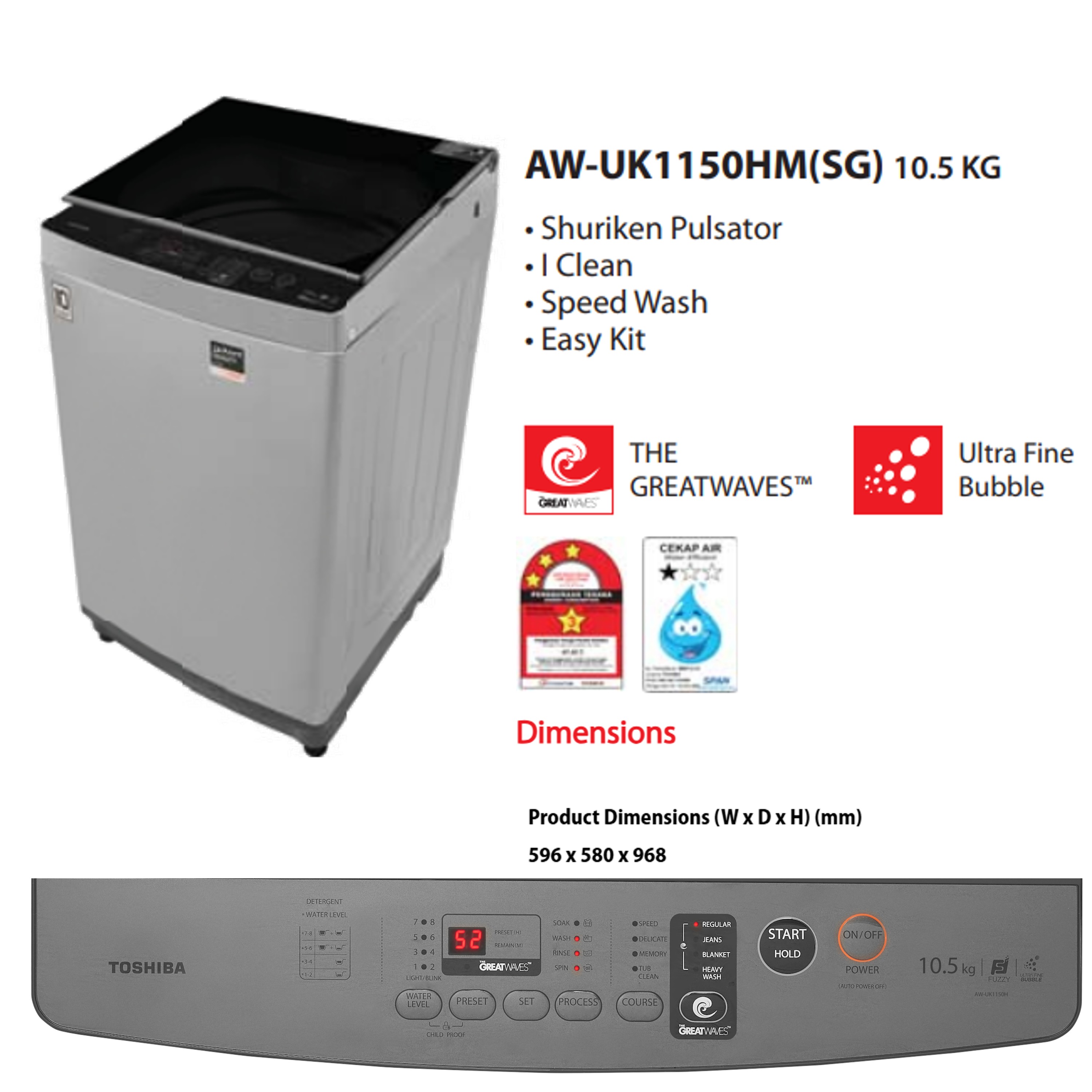 Toshiba Combo Refrigerator Washing Machine (220L / 300L / 310L + 7kg / 8kg / 9kg) GR-RT230WE GR ...