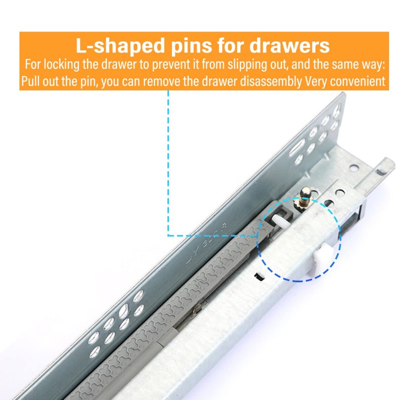 1 Pair Undermount Full Extension Drawer Slide Drawer Buffer Guide Rail ...