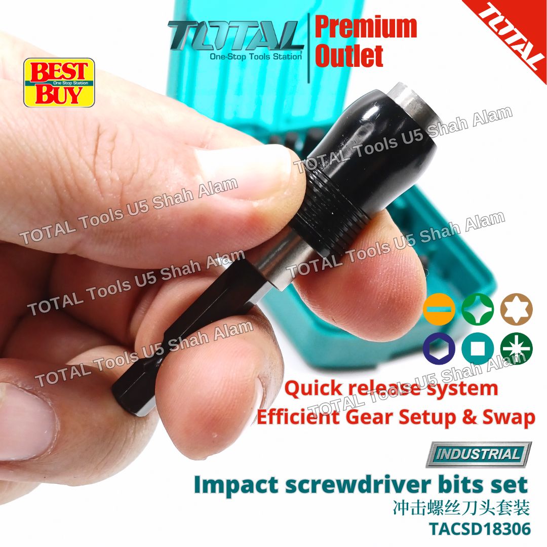 TOTAL Tools 30 Pcs 25mm impact screwdriver bits PH SL3~SL7 PZ T10~T40 ...