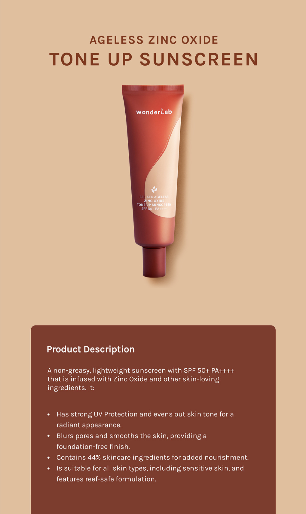 WonderLab Tone Up Sunscreen | Bel-aek Ageless Series | Pre-Ageing | SPF ...