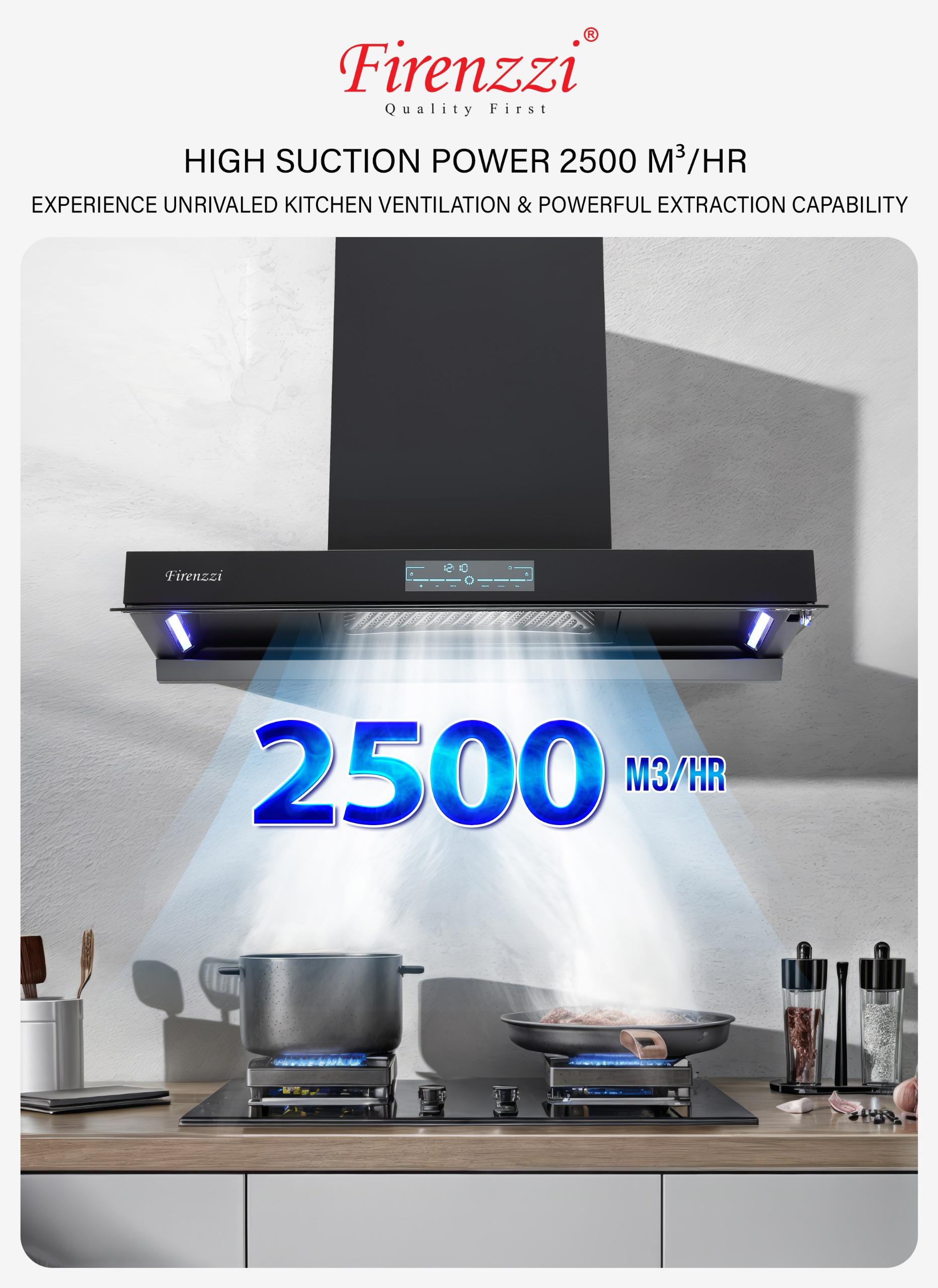 Firenzzi Cooker Hood 2500m3/hr [ Free Hose, Cap, And Enamel Casserole ...
