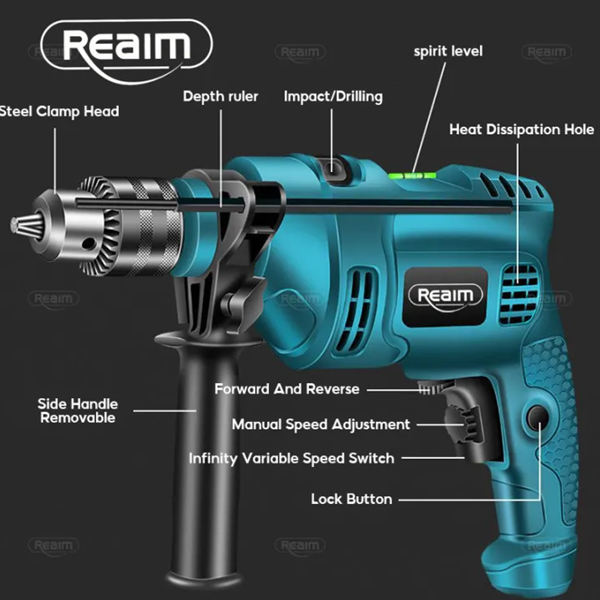 REAIM Angle Grinder + Impact Drill 2 In 1 Tool Set Grender ...