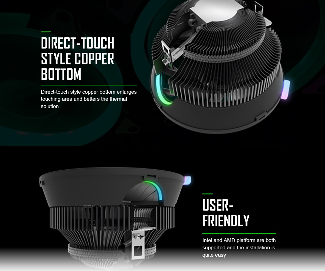 GameMax Gamma 200 RGB CPU Cooler Top Flow 125mm Fan ARGB Intel AMD ...