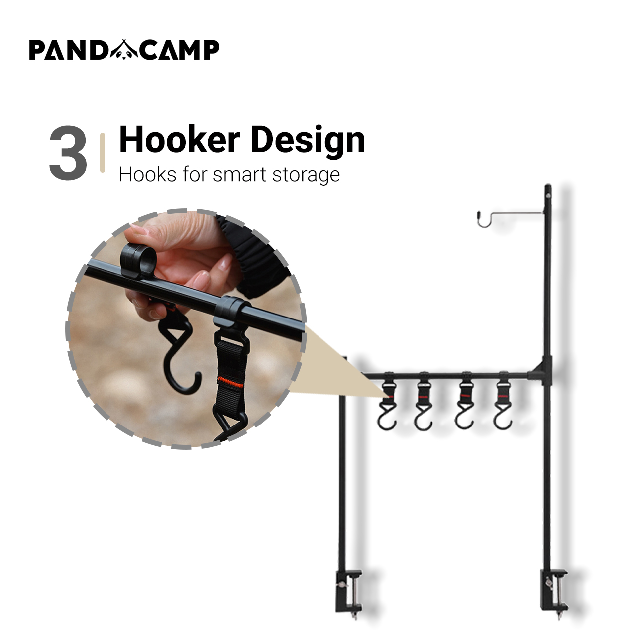 Camping Hanging Rack Shelf Storage Lamp Hook Pole Rak Gantung Meja ...