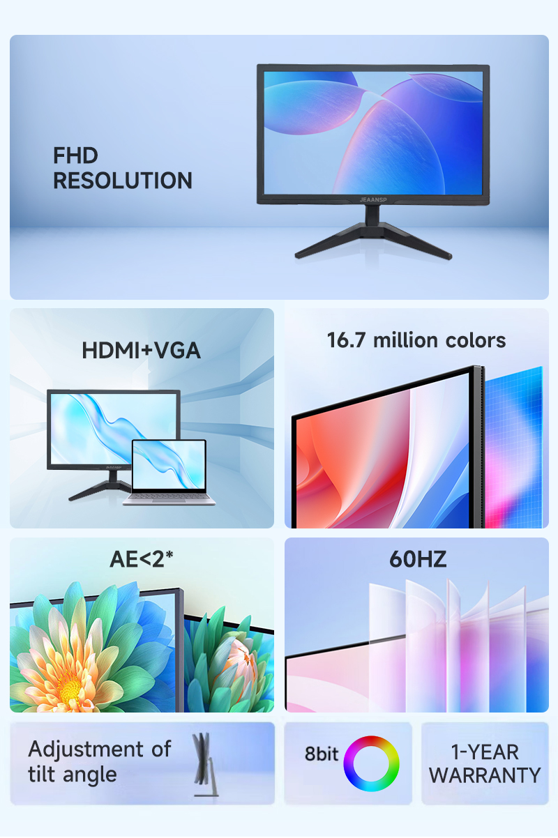 JEAANSP Monitor PC 19/22/24 Inch Flat Monitor 60HZ 5ms VA/22 24 25 Inch ...