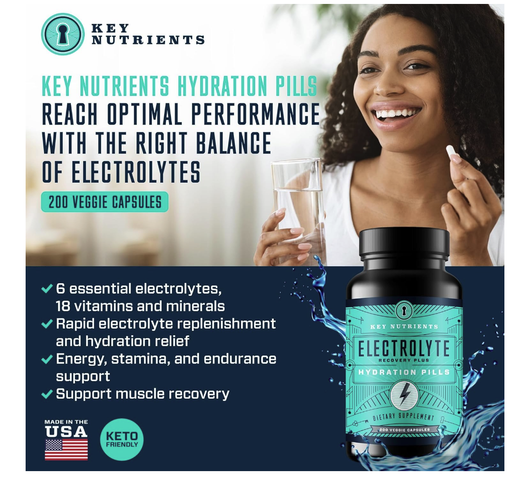 KEY NUTRIENTS Electrolyte Tablets, Salt Tablets for Dehydration ...