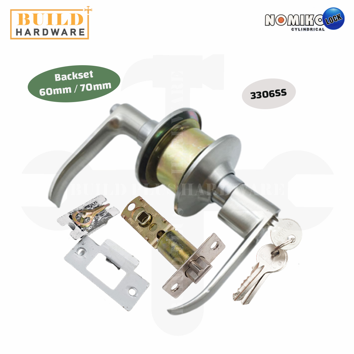 NOMIKO Tubular Lever Cylinder Handle Door Lock 60mm / 70mm Entrance ...