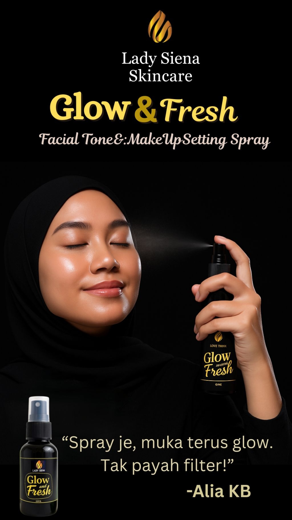 Glow & Fresh Face Mist Lady Siena | Melembap, Segarkan & Glowing ...