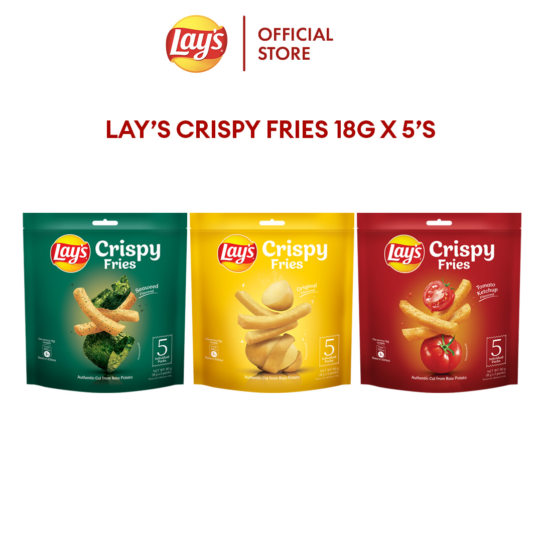 Lay's Crispy Fries Original/ Tomato/ Seaweed 18g x5s / Lay's Kentang ...