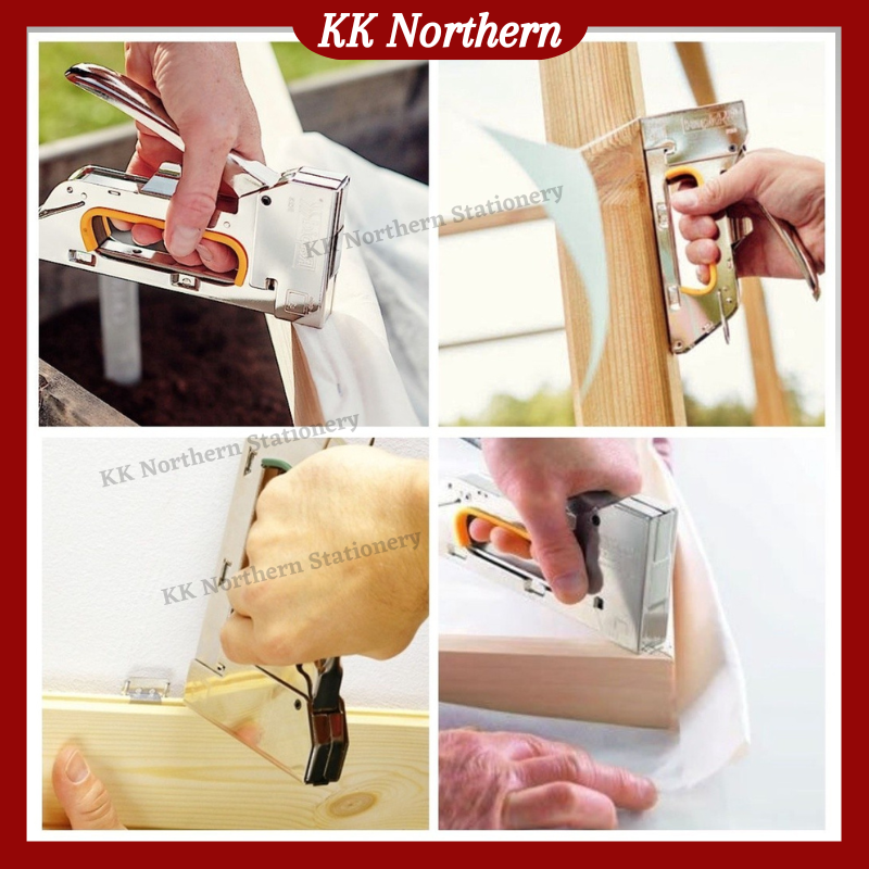 Heavy Duty Staple Gun Tacker Stapler Gun Kayu Kertas 6mm 8mm Paku ...