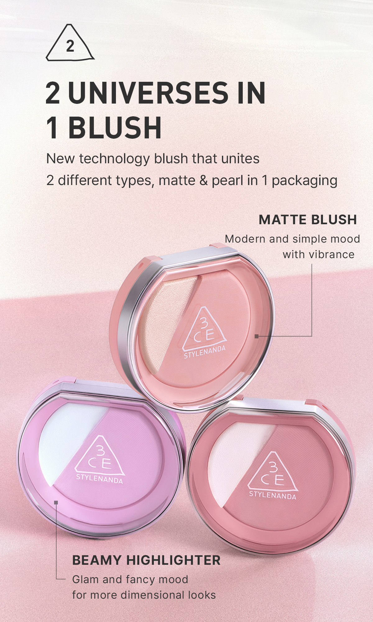 3CE Blushlighter, 2 in 1 matte blush and shimmery highlighter, with ...