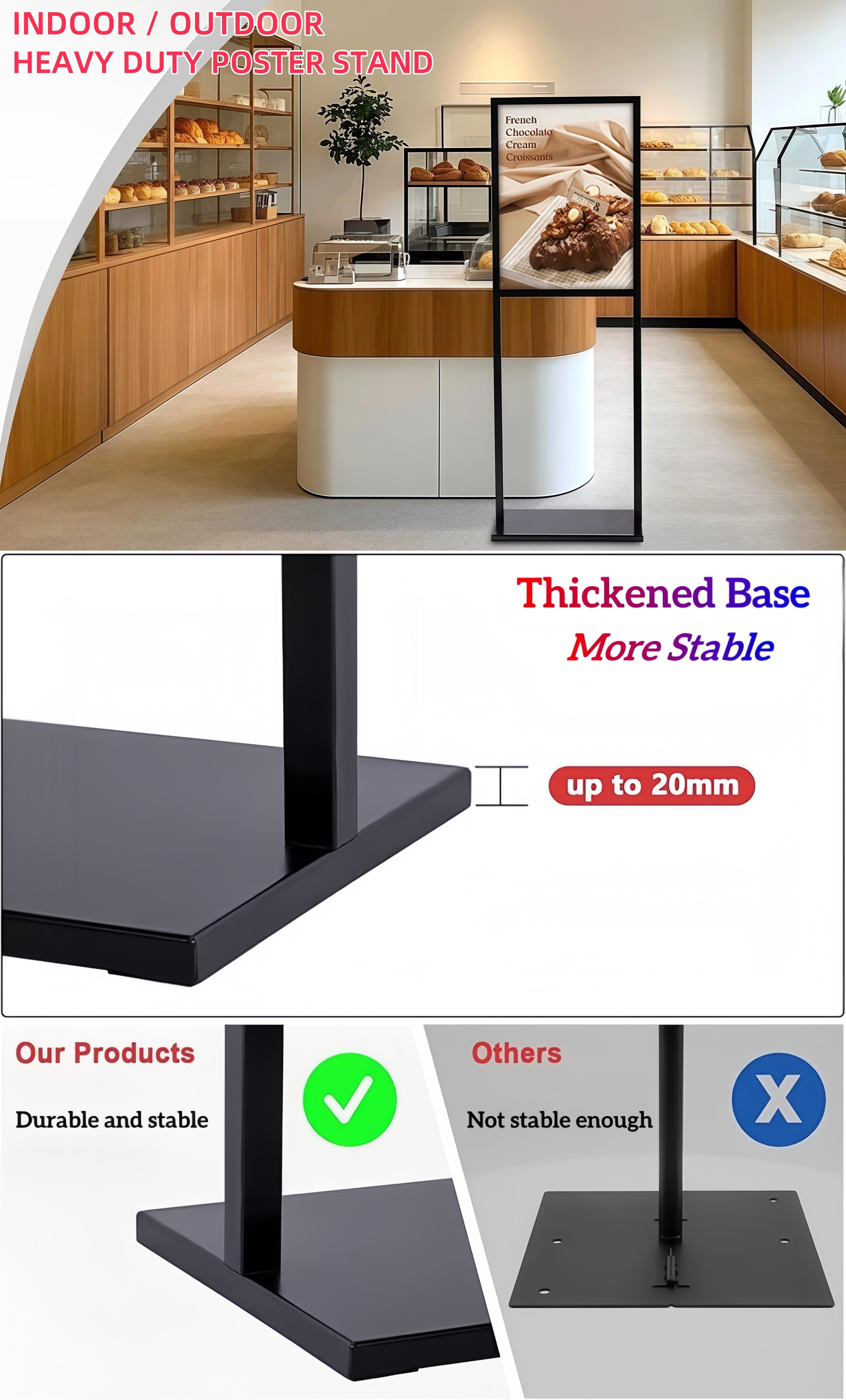 Metal Poster Display Stand Signage KT Board Stand Double-pole ...