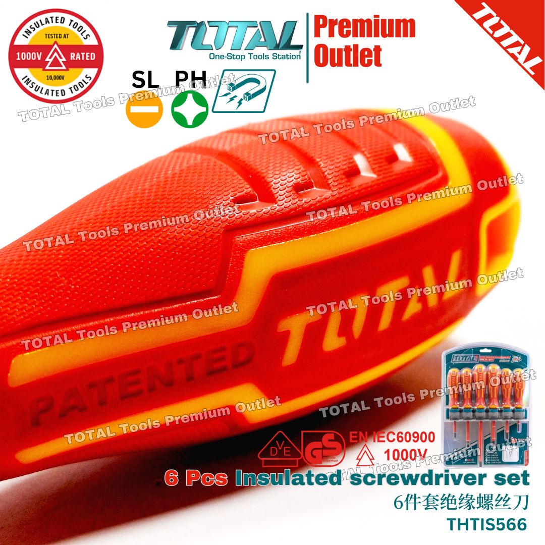 TOTAL Tools 6pcs insulated screwdriver set PH , SL, w/ Aluminum frame ...