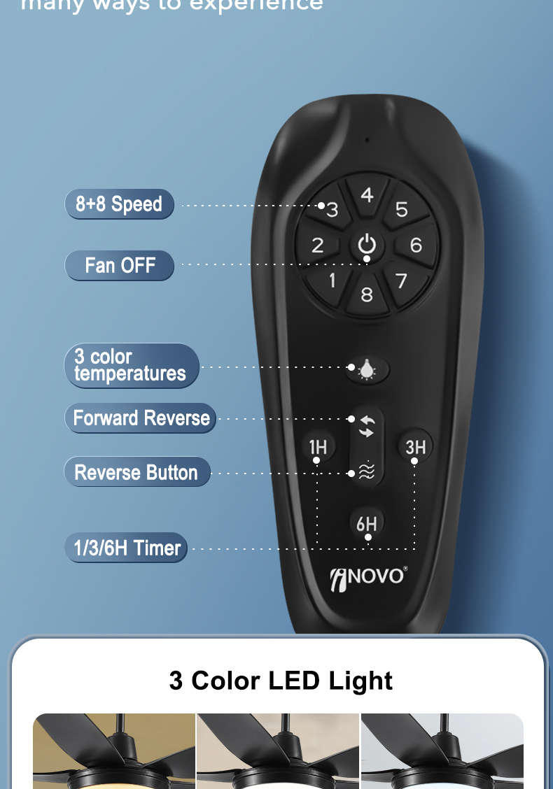 ⚡Best Sale⚡INOVO T1 40 56 DC Silent Ceiling Fan With Lights Remote 5B ...