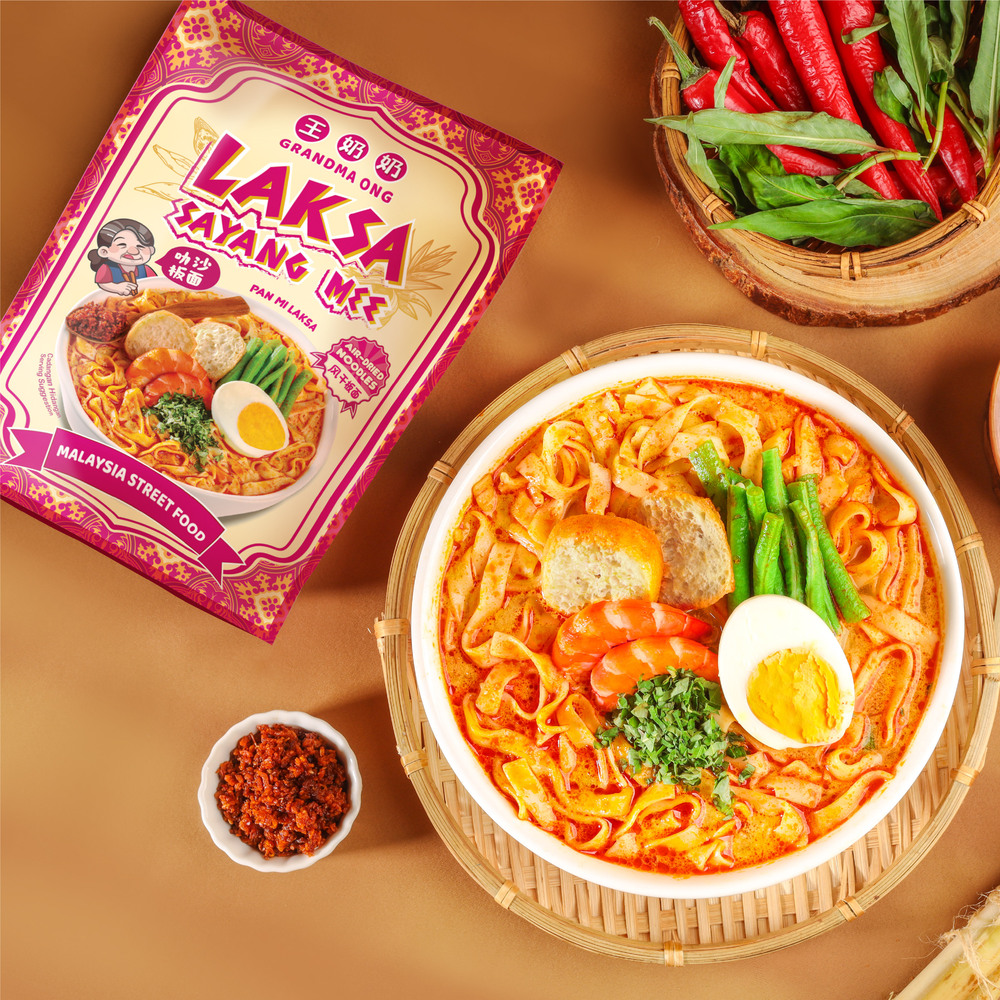 🍜 王奶奶 Grandma Ong【Laksa Sayang Mee 娘惹叻沙板面】｜140g｜🦐虾米辣🌶️香浓汤头｜椰浆🥥+姜花🌸 ...