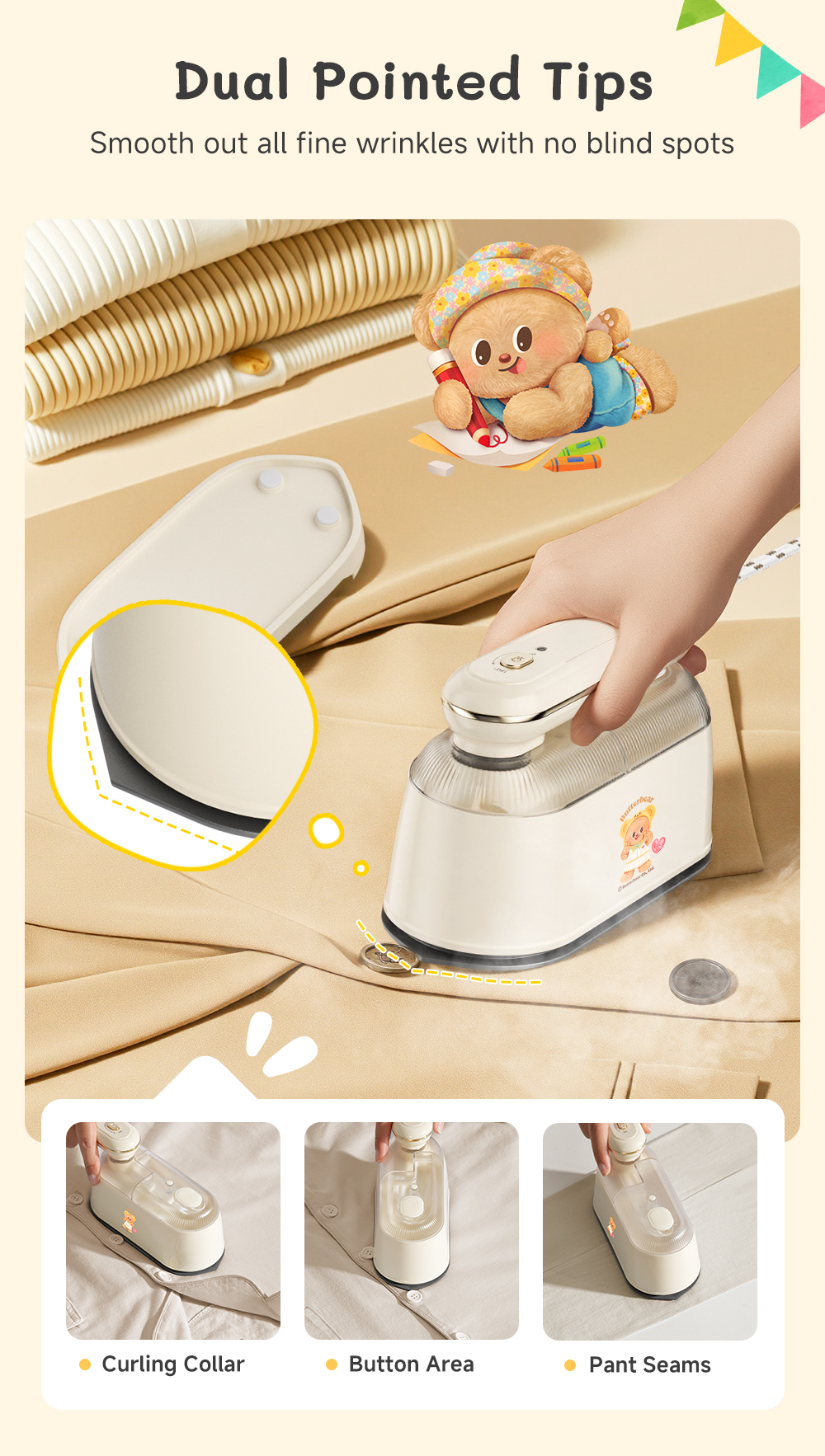 【Simplus×Butterbear】Steam Iron Dry & Steam Ironing 180° Rotatable ...