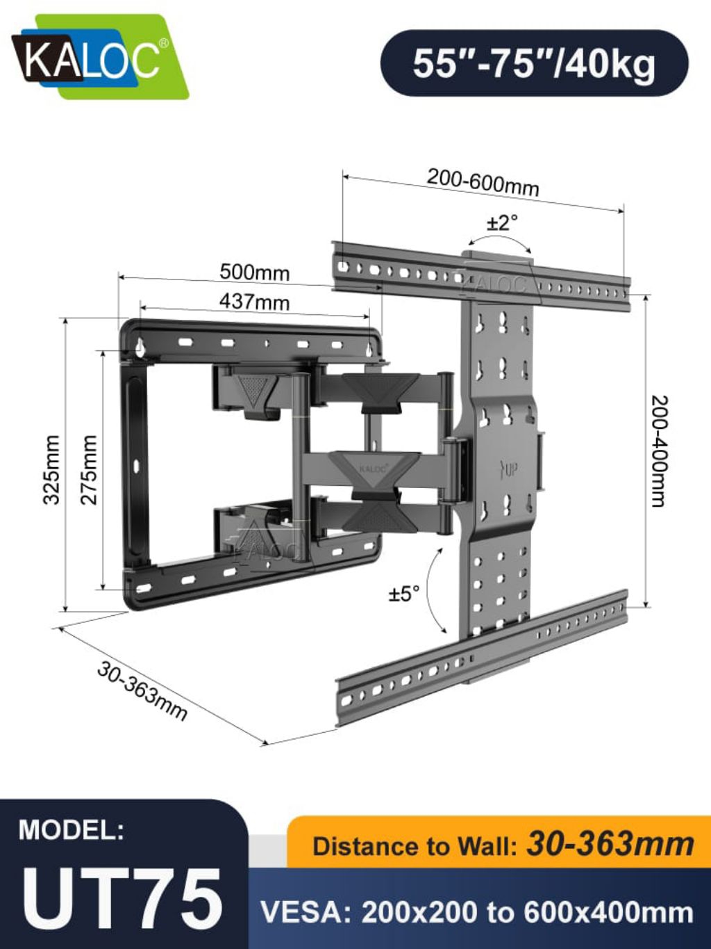 KALOC UT65 32"-65" Ultra Slim TV Wall Mount, 23mm Thin Low Profile TV ...