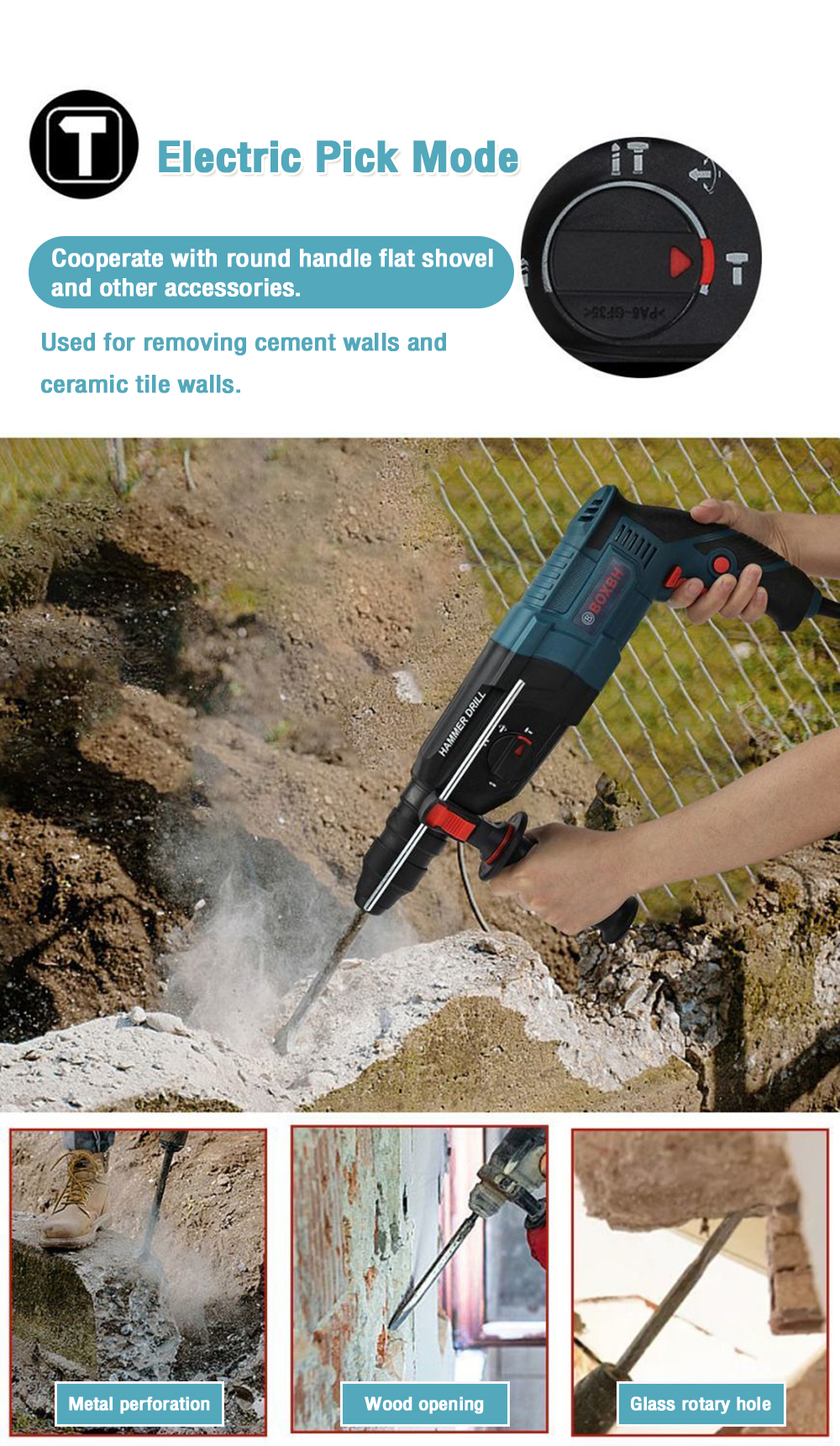 🔥Ready Stock🔥1300W 3 Mode Rotary Hammer Drill Electric Demolition ...