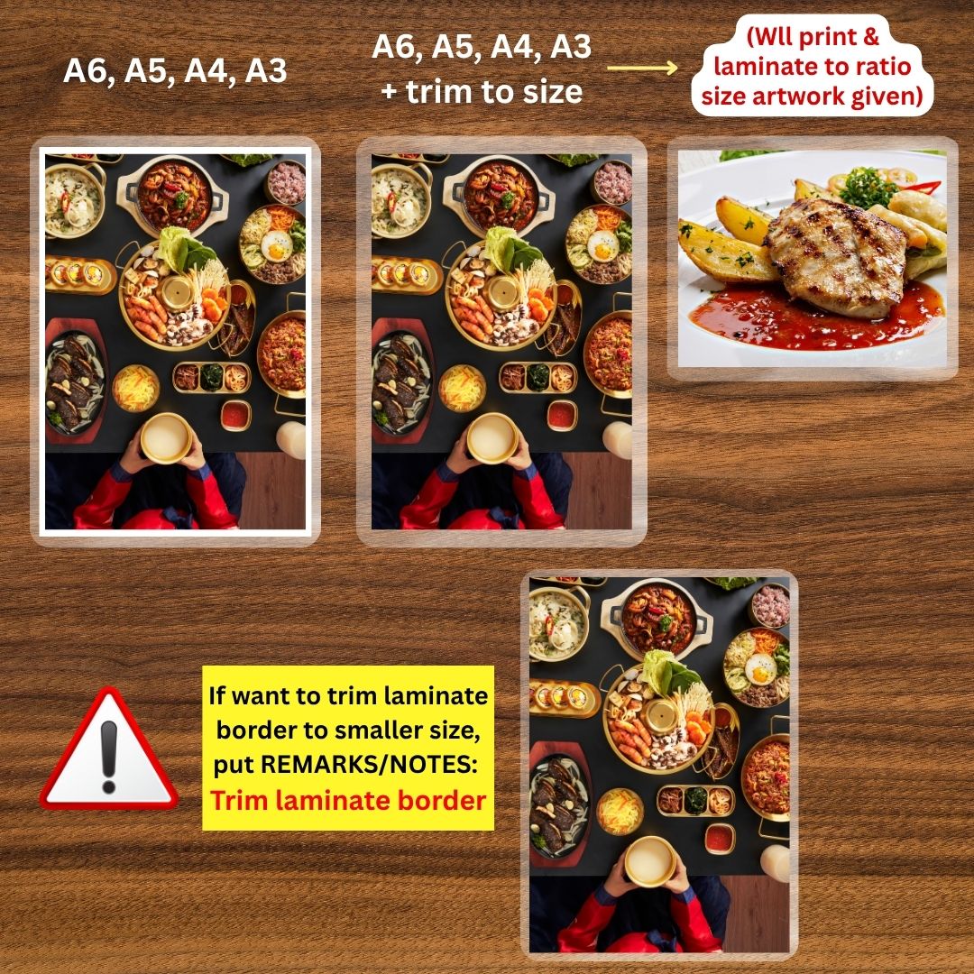 Print + Laminate Service A6 A4 A3 | Cetak | 100 micron | Menu | Poster ...