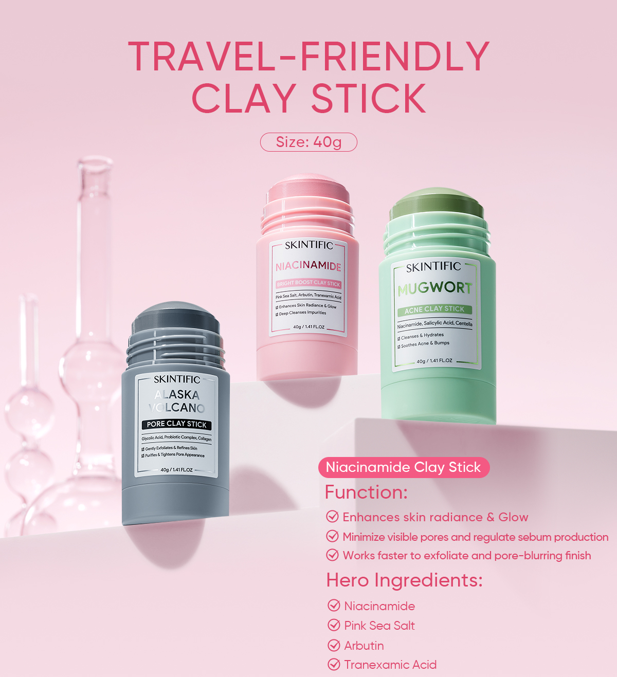 【BUY 1 RREE 1】SKINTIFIC Niacinamide Brightening，Mugwort Acne，Alaska ...
