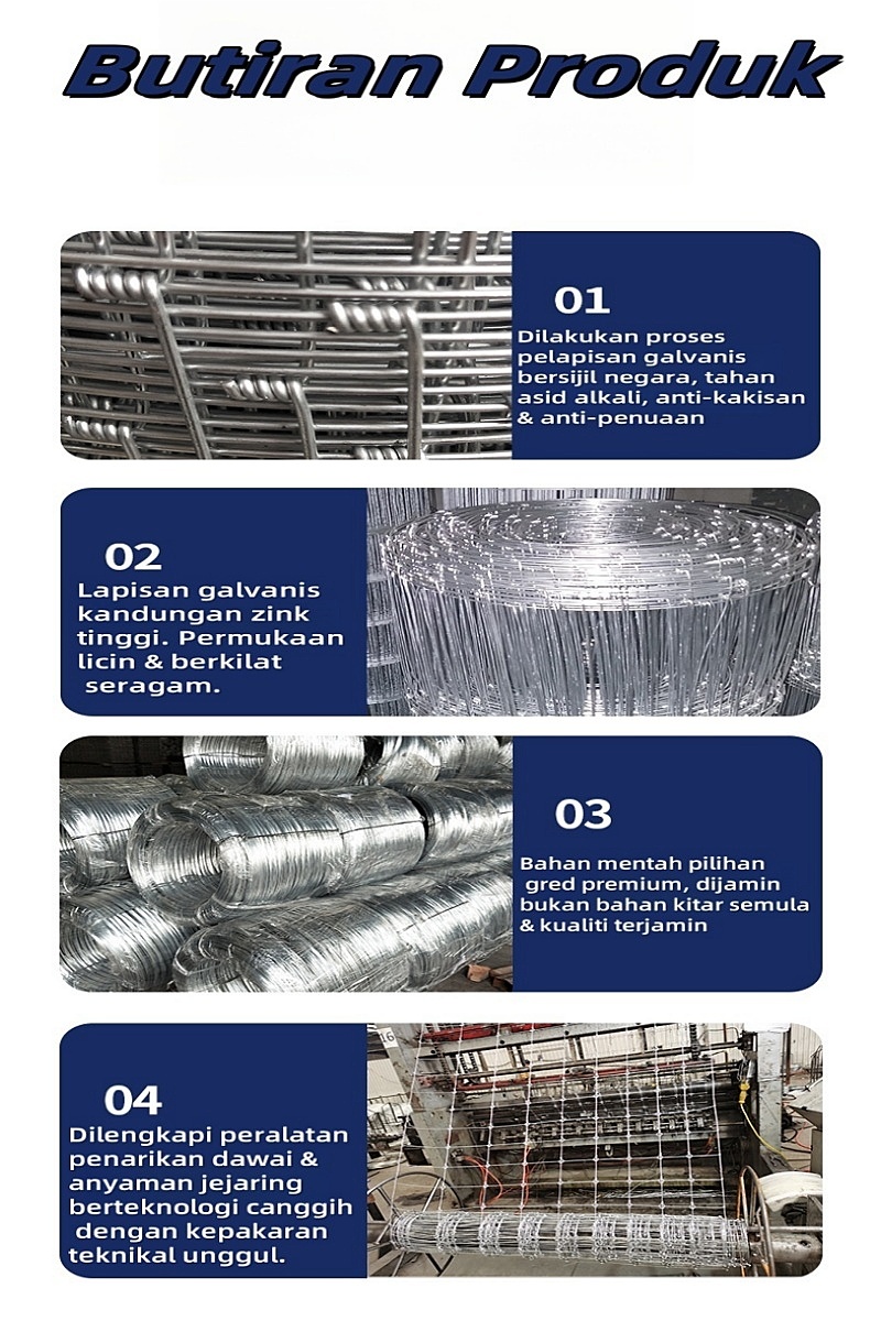 3.3 4 5 6 Kaki 20m/30m/50m Pagar Cyclone/Fastlock Griplock Pagar Lembu ...