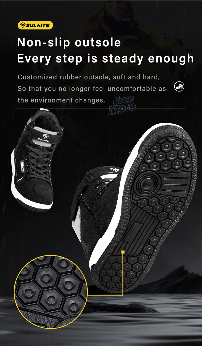 SULAITE Motorcycle Boots Street Riding Shoes Anti-Slip Outdoor Trekking ...
