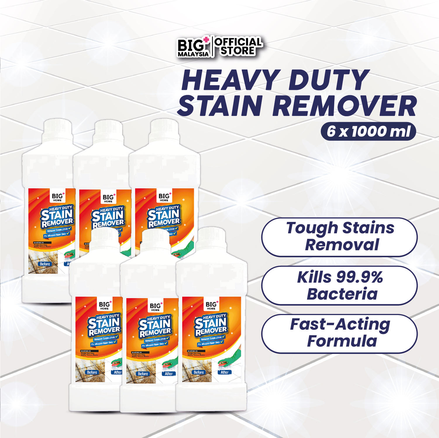 CARTON DEAL BIG+ Heavy Duty Stain Remover (6x1000ml) | Toilet Cleaner ...