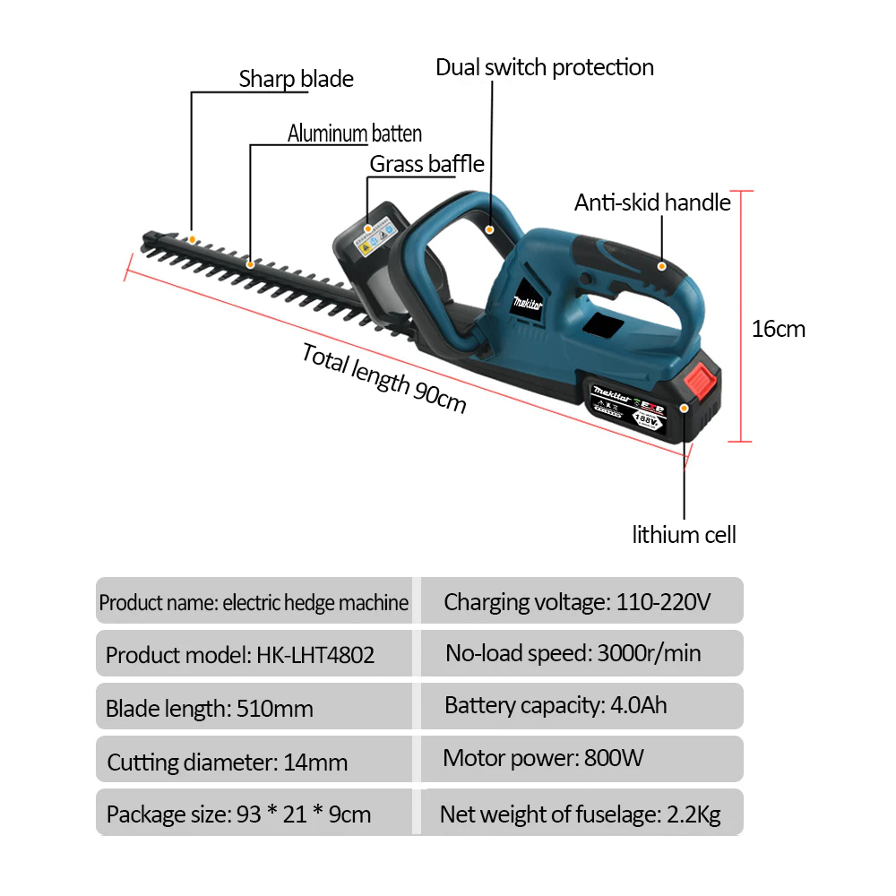 Mekitor hedge trimmer mesin trim pokok bunga tree trimmer cordless ...