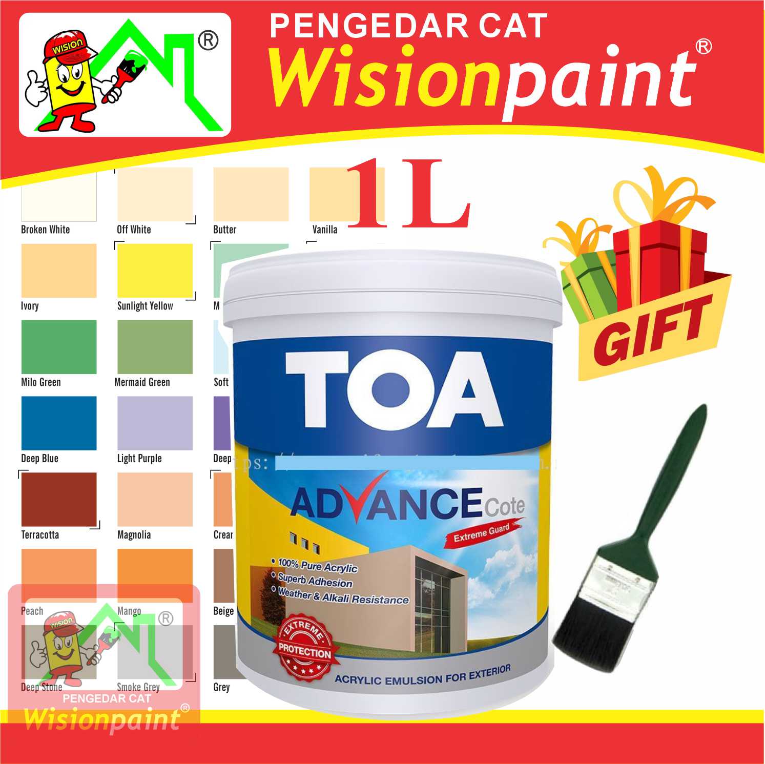 ( 1L ) Advance Cote EXTREME GUARD EXTERIOR PAINT • TOA PAINT • Matt ...