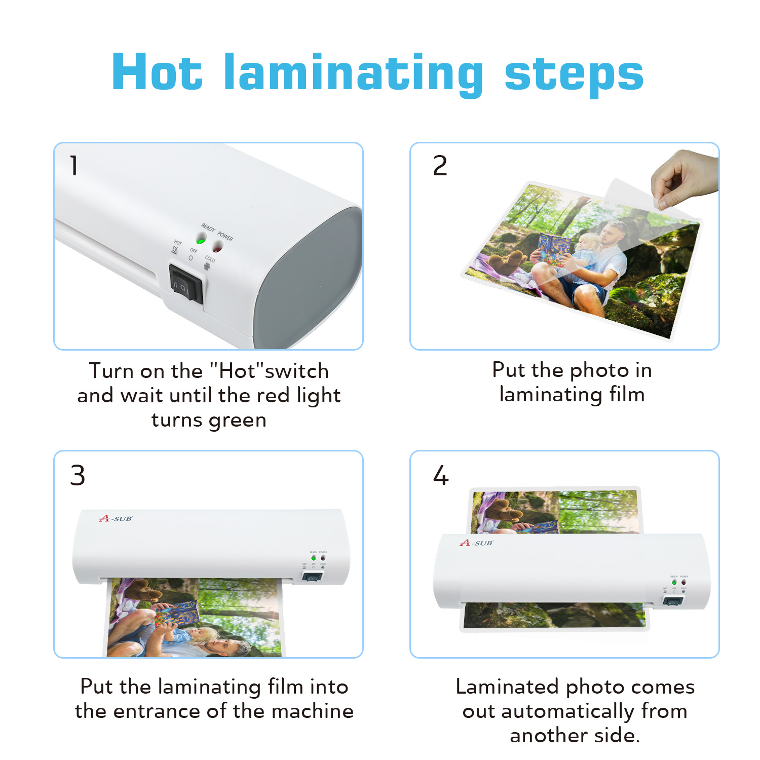 🔥Hot sale🔥A-SUB Laminating Machine A4 Laminator/laminate machine+Anti-Blocking System With FREE ...