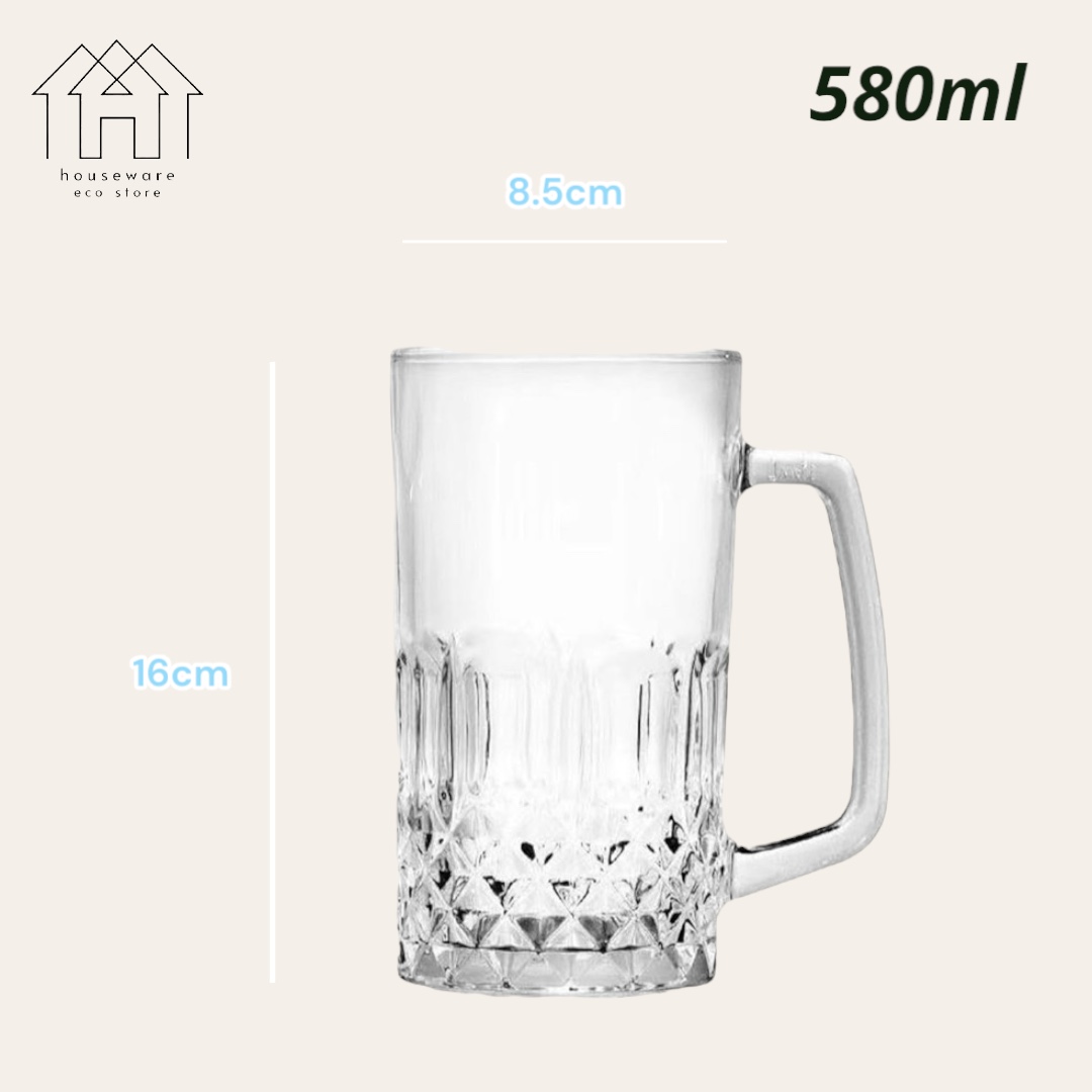 580ml / 430ml Glass Mug Cup Transparent Coffee Tea Glass Cup /Tempered Glass Mamak Beer Mug 玻璃杯 ...