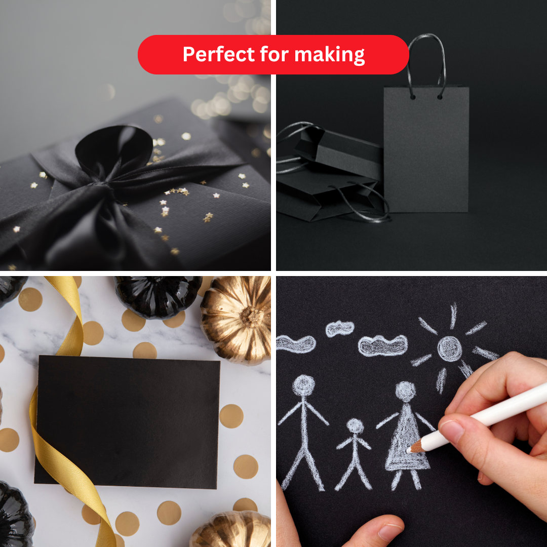 Black Sugar Paper 110gsm (10 Sheets) Large Size Craft & Gift Use ...
