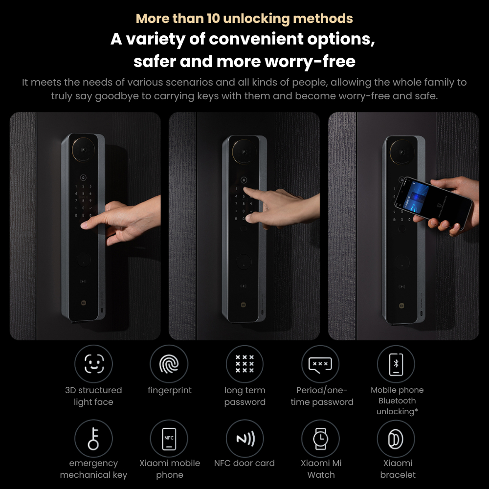 Xiaomi Smart Door Lock M30 AI 3D Face ID Recognition NFC Unlock Smart ...