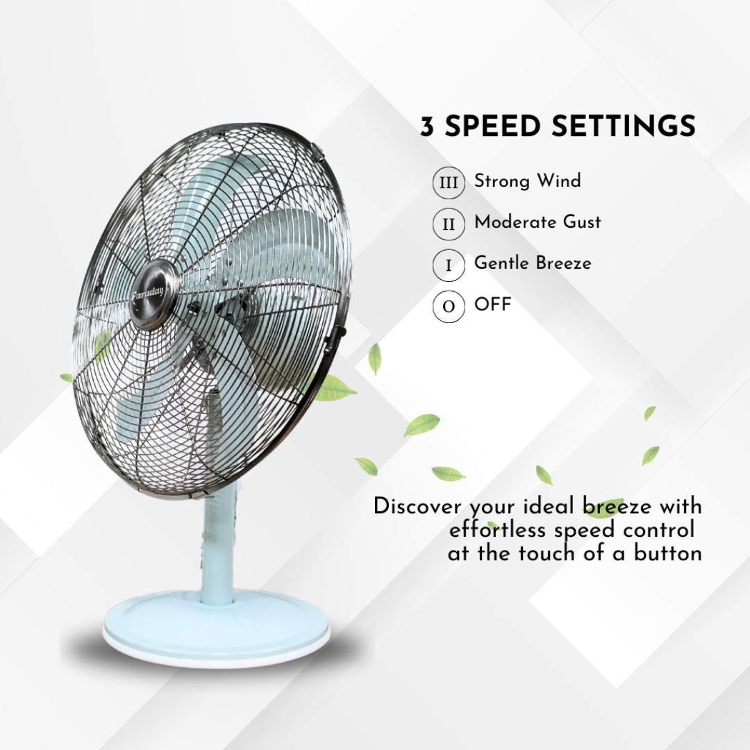 Faraday 12" Antique Table Fan 5 Metal Fan Blade With Sirim FTF-120K(GR ...
