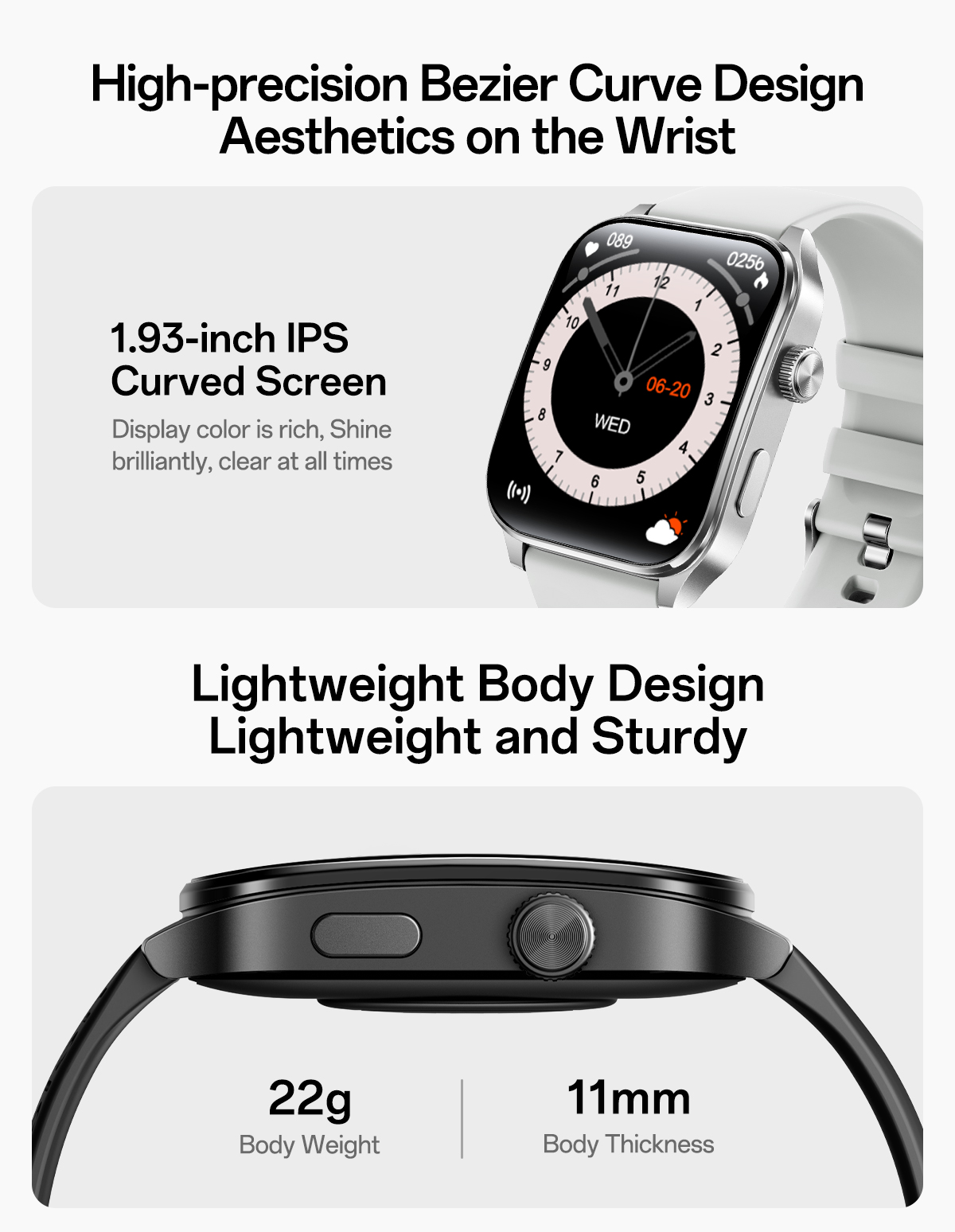 Aolon Curve 3 Smart Watch IP68 Waterproof Custom Function Keys ...
