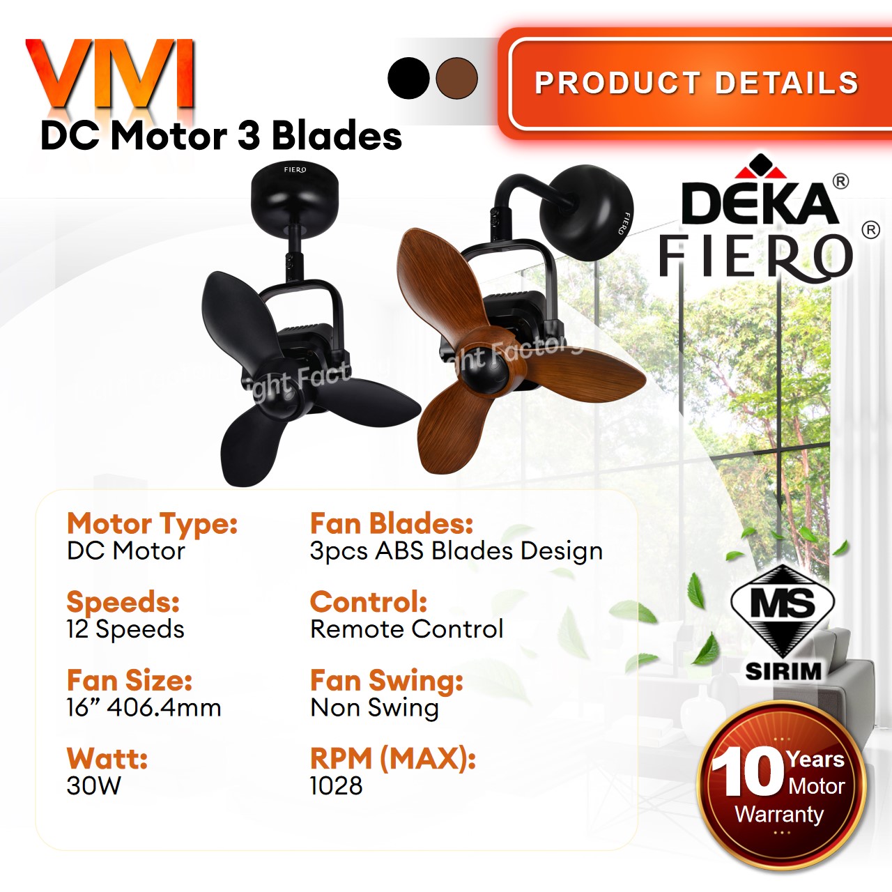 🔥HOT🔥DEKA FIERO VIVI 16" Designer Wall Fan 12 Speeds with Remote ...